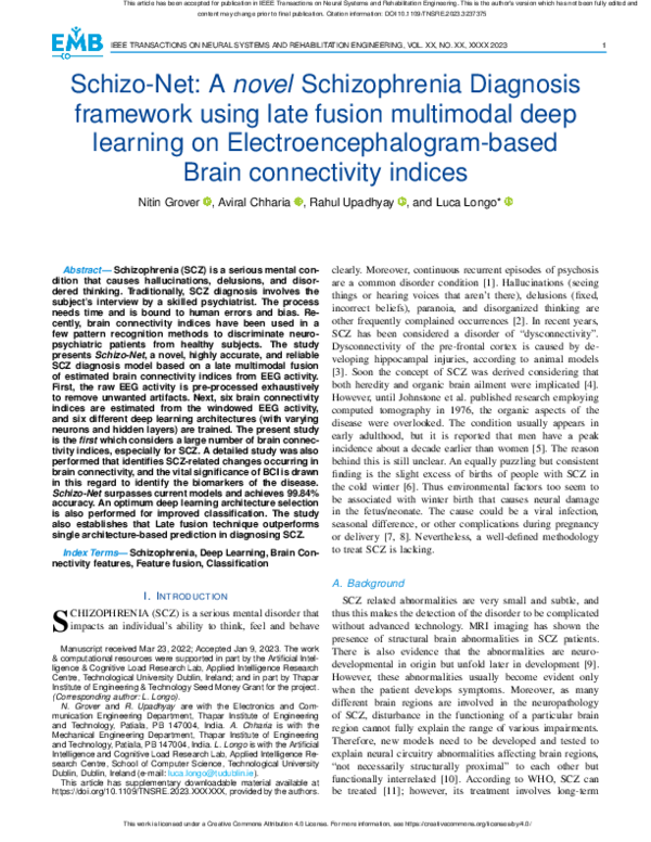 (PDF) Schizo-Net: A novel Schizophrenia Diagnosis framework using late fusion multimodal deep ...