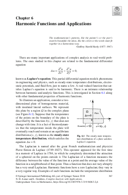 (PDF) Harmonic Functions and Applications