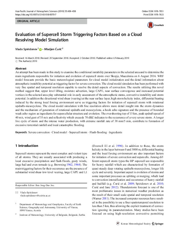 (PDF) Supercell Storm Factors: WRF Model Insights