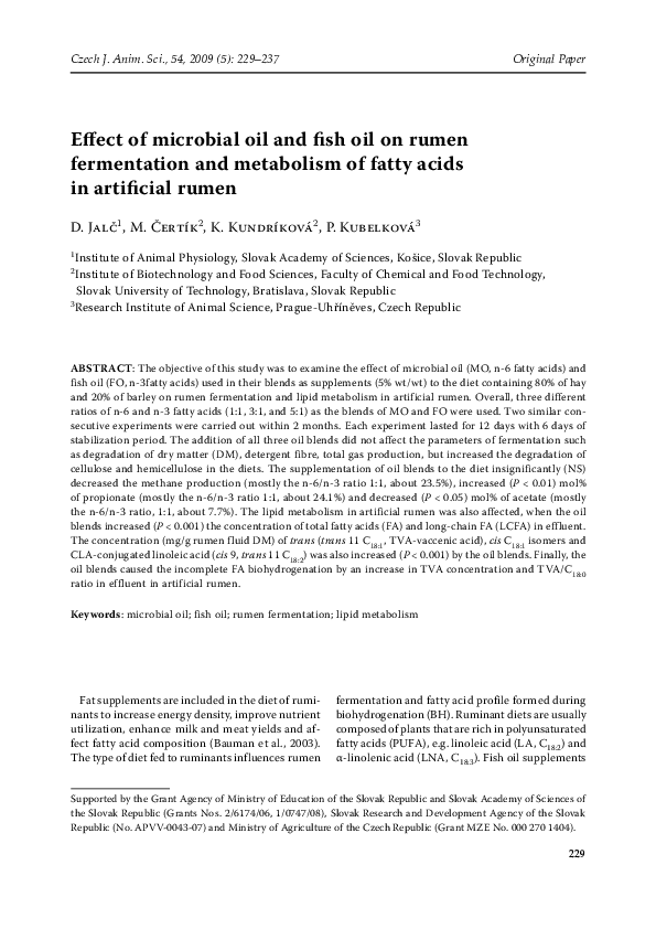 (PDF) Effect of microbial oil and fish oil on rumen fermentation and ...