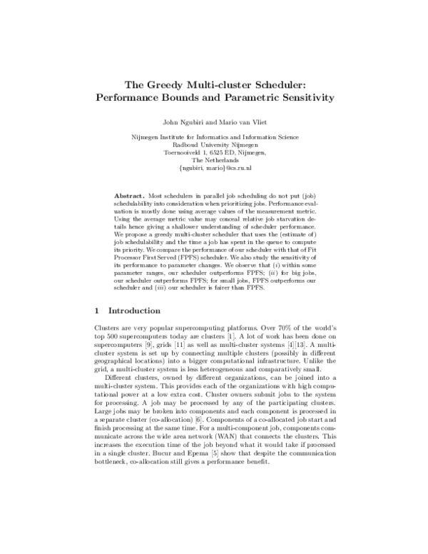 (PDF) The greedy multi-cluster scheduler: Performance bounds and ...