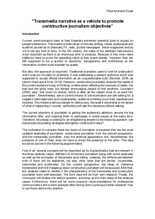 (PDF) "Transmedia narrative as a vehicle to promote constructive ...