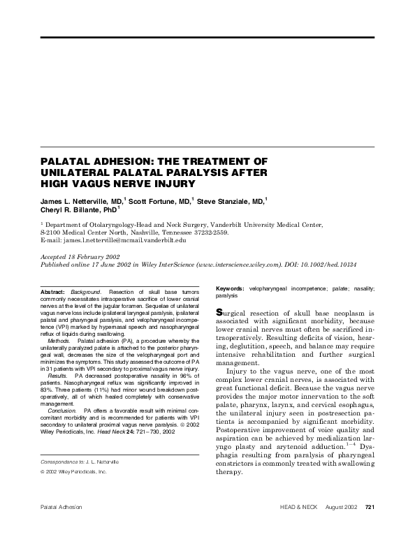 (PDF) Palatal adhesion: The treatment of unilateral palatal paralysis ...