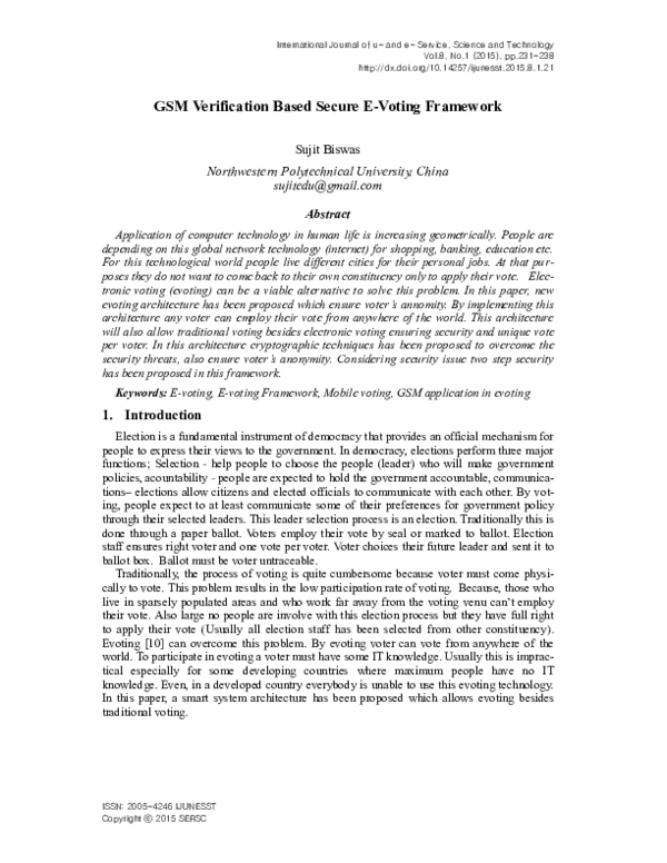 Pdf Gsm Verification Based Secure E Voting Framework 4557
