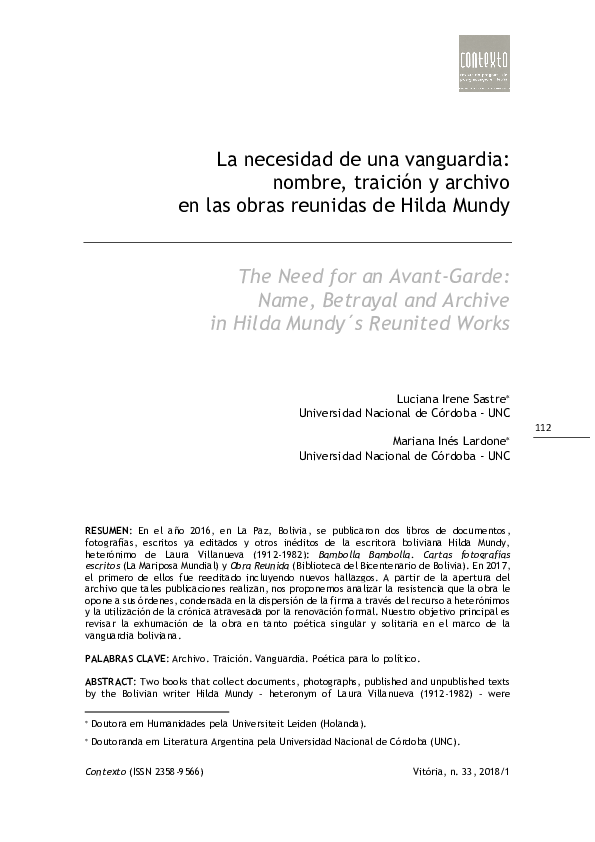 (PDF) The Need for an Avant-Garde: Name, betrayal and archive in Hilda ...