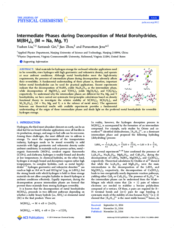 (PDF) Intermediate Phases during Decomposition of Metal Borohydrides, M ...