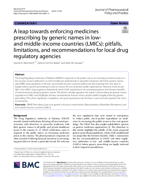 (PDF) A leap towards enforcing medicines prescribing by generic names ...