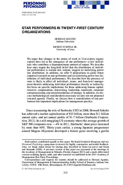 (PDF) Star Performers in Twenty-First Century Organizations
