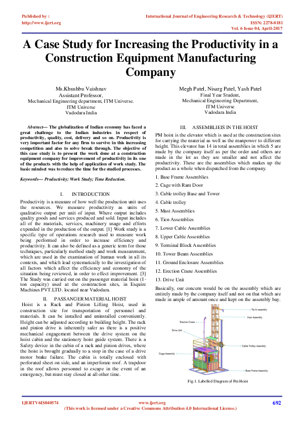 (PDF) A Case Study for Increasing the Productivity in a Construction ...