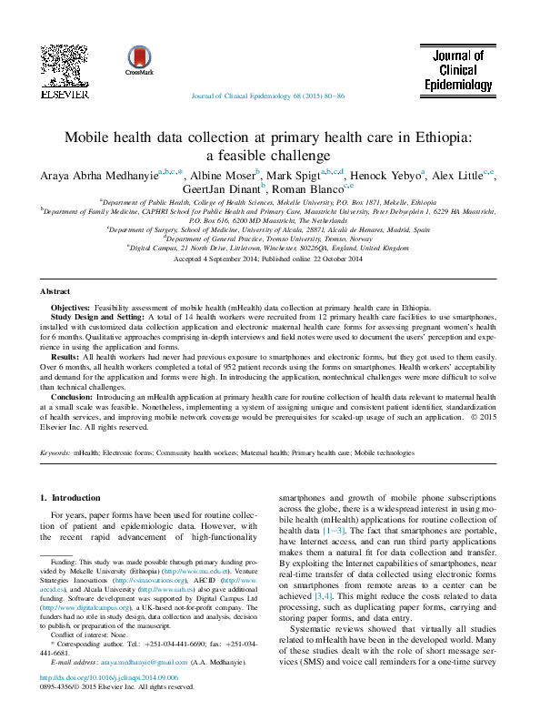(PDF) Mobile health data collection at primary health care in Ethiopia ...