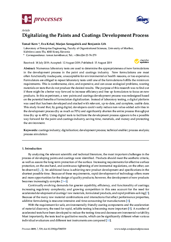 (PDF) Digitalizing the Paints and Coatings Development Process