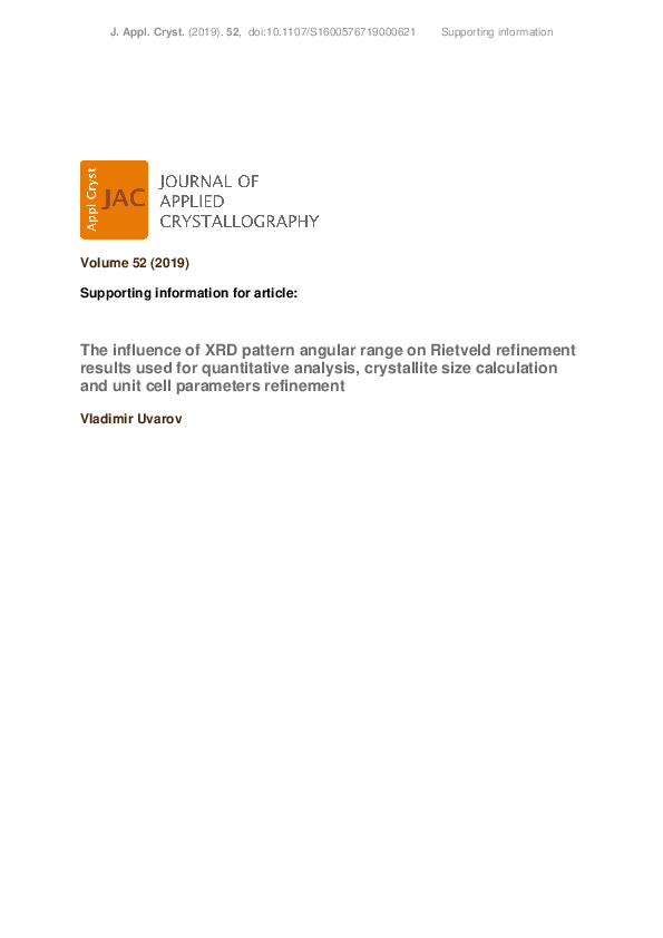 (PDF) The influence of X-ray diffraction pattern angular range on Rietveld refinement results ...