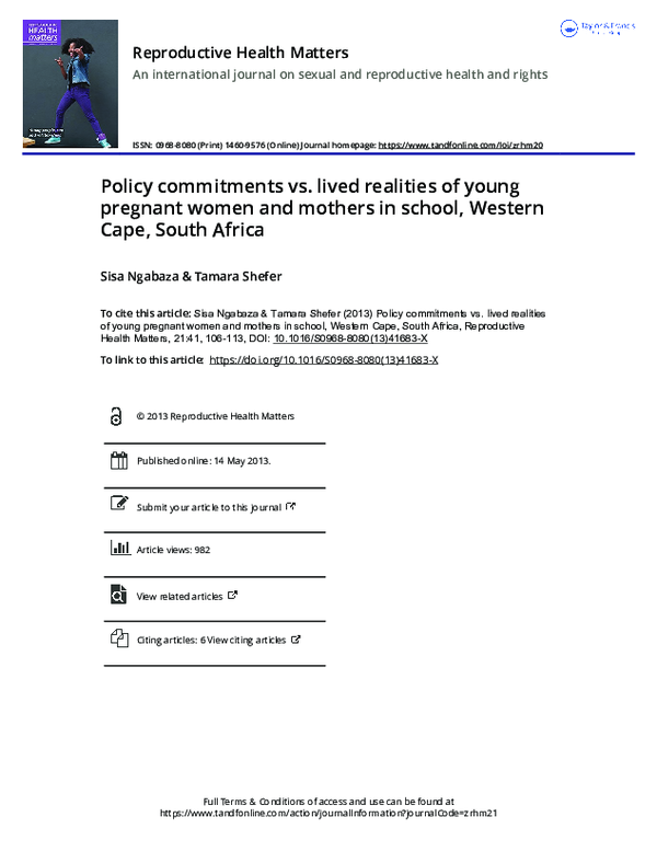 (PDF) Policy commitments vs. lived realities of young pregnant women ...