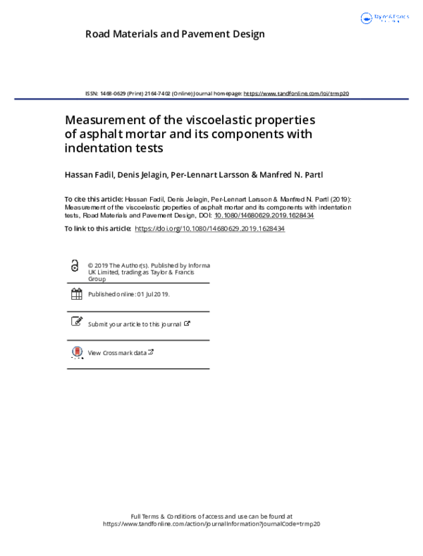 (PDF) Viscoelastic Characterization of Asphalt Mortar