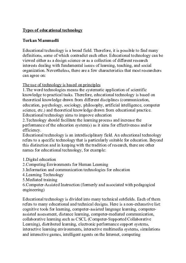 (DOC) Types of educational technology