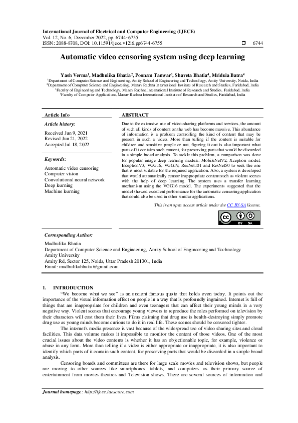 Pdf Automatic Video Censoring System Using Deep Learning Yash Verma
