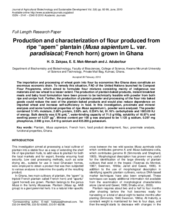 (PDF) Production and characterization of flour produced from ripe apem ...