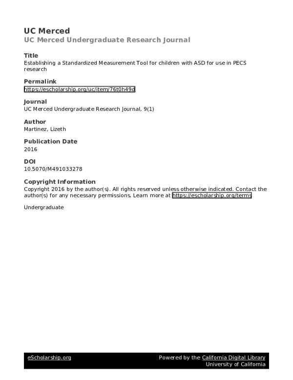 (PDF) Establishing a Standardized Measurement Tool for children with ...