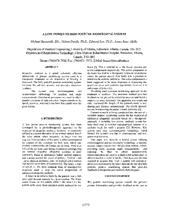 Pdf A Low Power Hybrid Posture Monitoring System