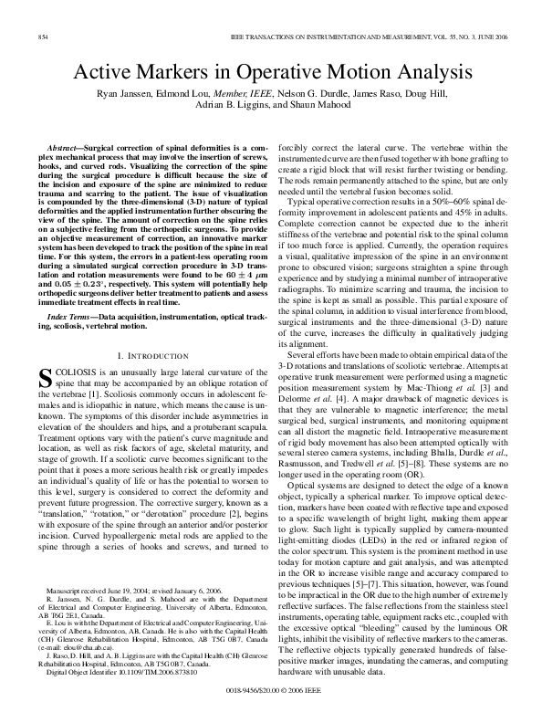 (PDF) Active Markers in Operative Motion Analysis