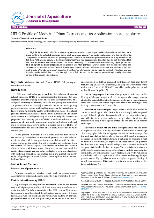 (PDF) HPLC Profile of Medicinal Plant Extracts and its Application in ...