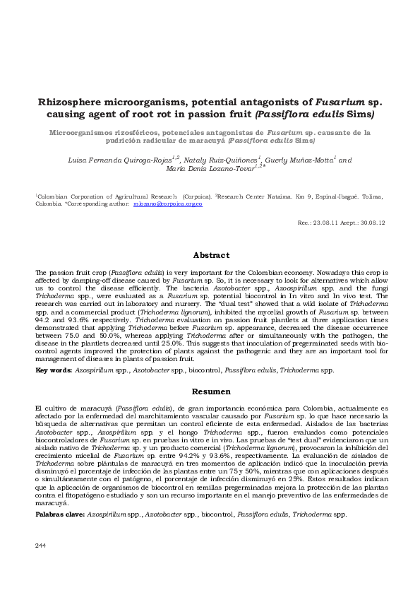 (PDF) Rhizosphere microorganisms potential antagonists Fusarium sp ...