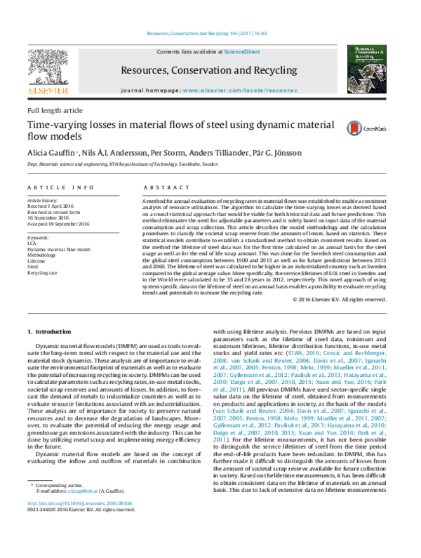 (PDF) Time-varying losses in material flows of steel using dynamic material flow models
