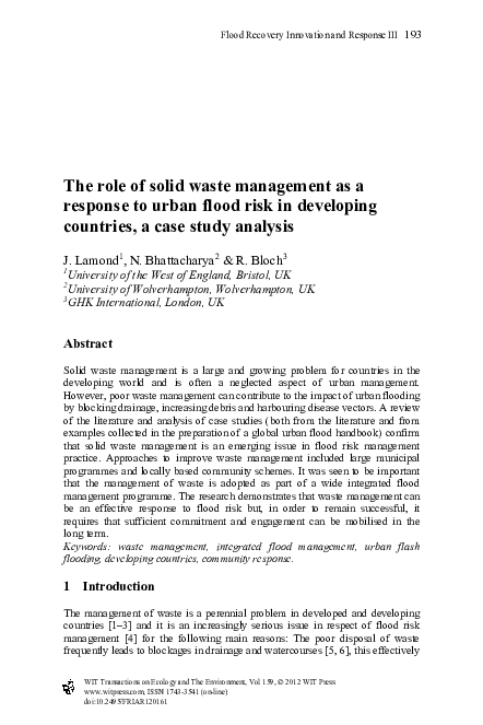 (PDF) The role of solid waste management as a response to urban flood ...