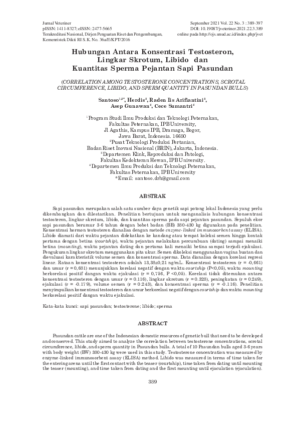 (PDF) Hubungan antara Konsentrasi Testosteron, Lingkar Skrotum, Libido ...