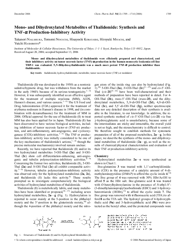 (PDF) Mono- and Dihydroxylated Metabolites of Thalidomide: Synthesis ...