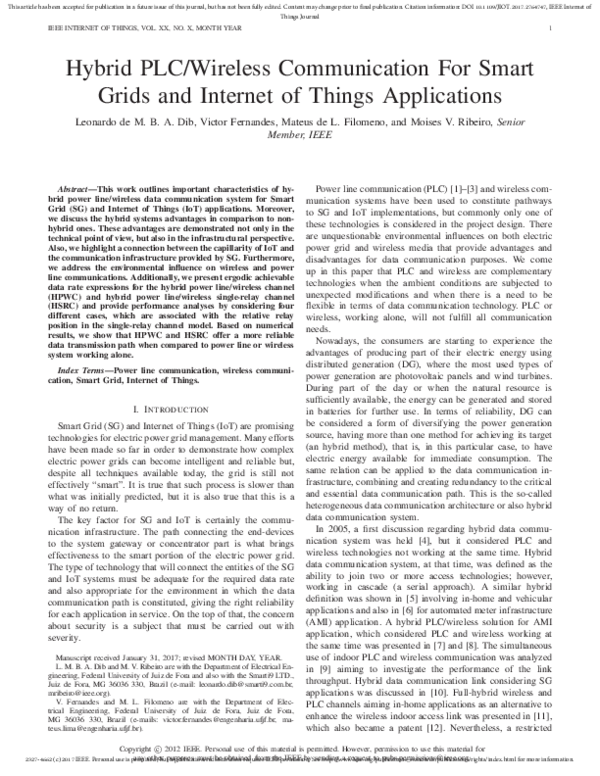 (PDF) Hybrid PLC/Wireless Communication for Smart Grids and Internet of ...