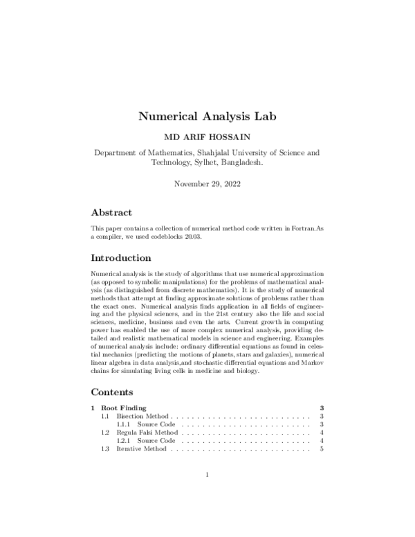 Pdf Code For Numerical Analysis Executed In Fortran