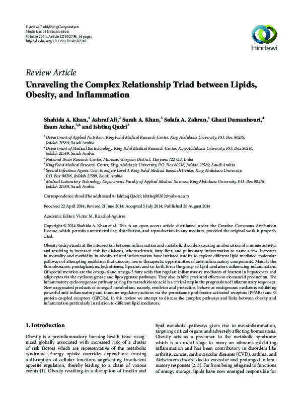 (PDF) Unraveling the Complex Relationship Triad between Lipids, Obesity ...