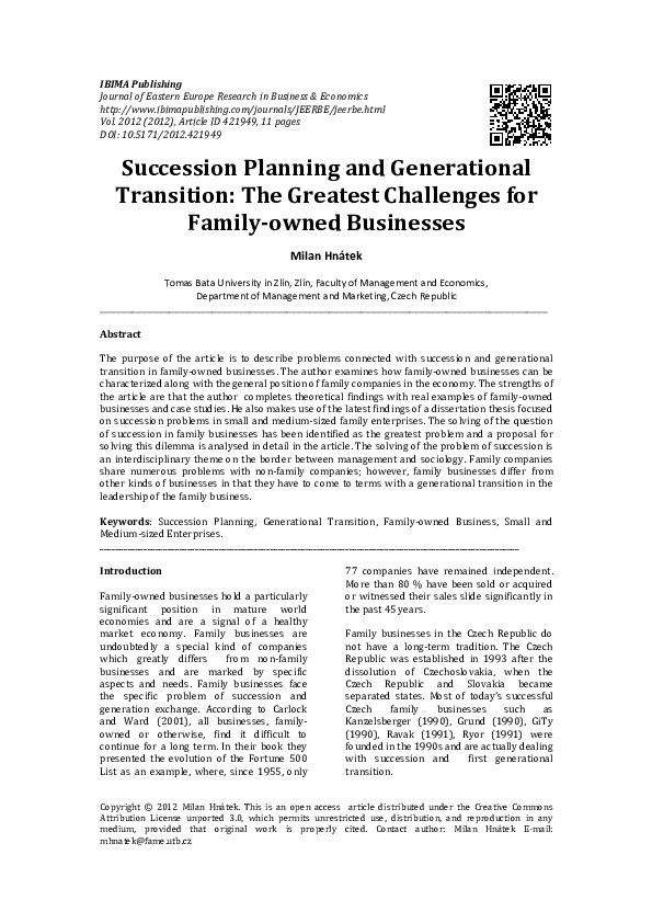(PDF) Succession Planning and Generational Transition: The Greatest ...