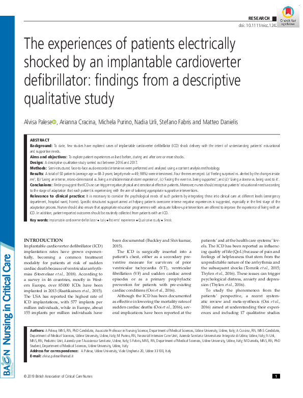 (PDF) The experiences of patients electrically shocked by an ...