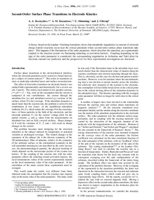 (PDF) Second-Order Surface Phase Transitions in Electrode Kinetics
