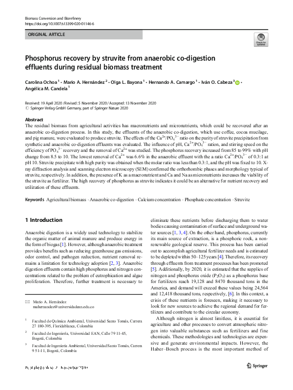 (PDF) Phosphorus recovery by struvite from anaerobic co-digestion ...