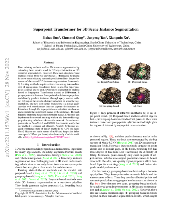 (PDF) Superpoint Transformer for 3D Scene Instance Segmentation