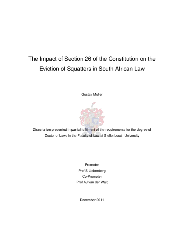 (PDF) The impact of section 26 of the Constitution on the eviction of ...