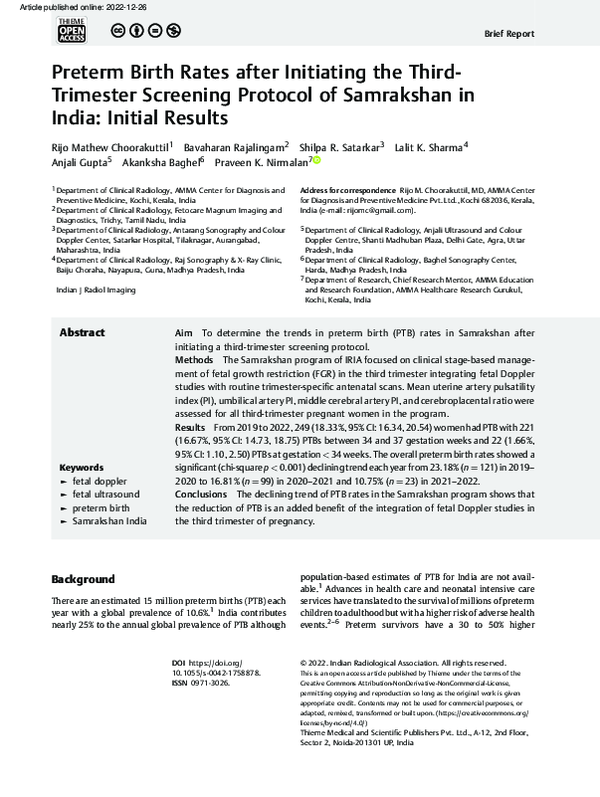 (PDF) Preterm Birth Rates after Initiating the Third-Trimester ...