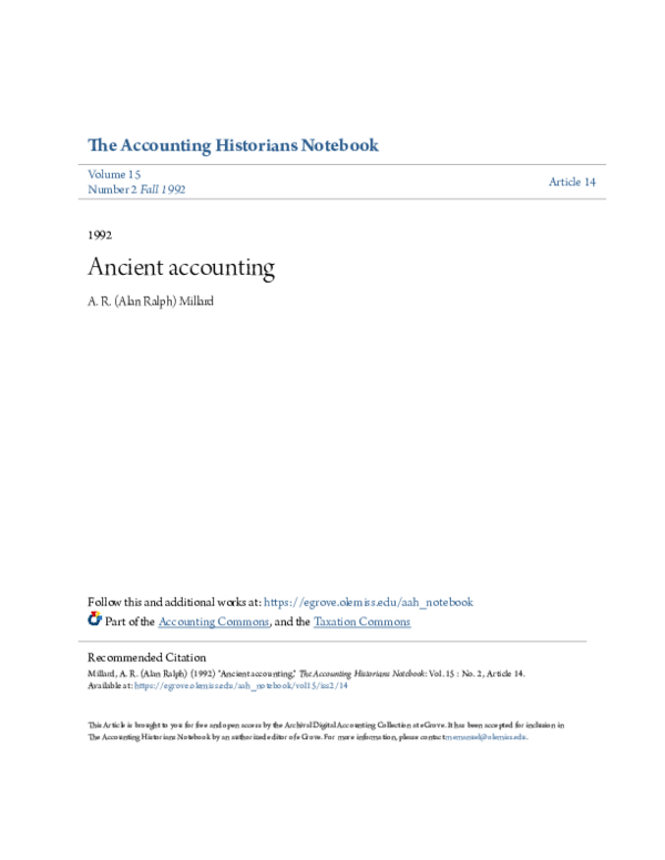 (PDF) Ancient accounting