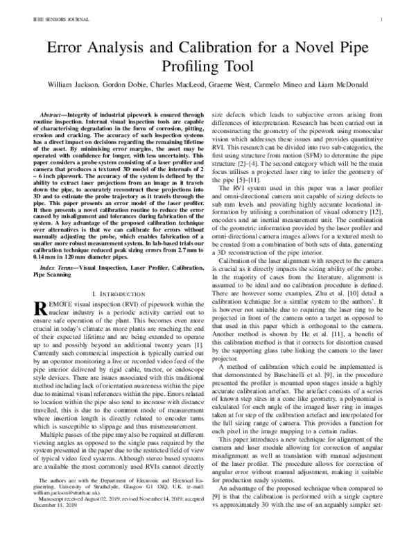 (PDF) Error Analysis and Calibration for a Novel Pipe Profiling Tool