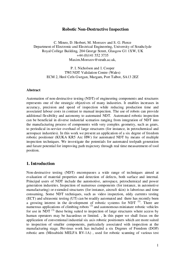 (PDF) Robotic Non-Destructive Inspection