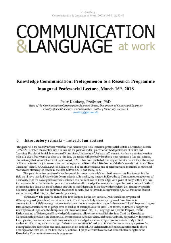 (PDF) Knowledge Communication