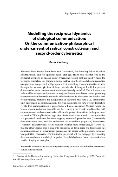 Pdf Modelling The Reciprocal Dynamics Of Dialogical Communication On The Communication