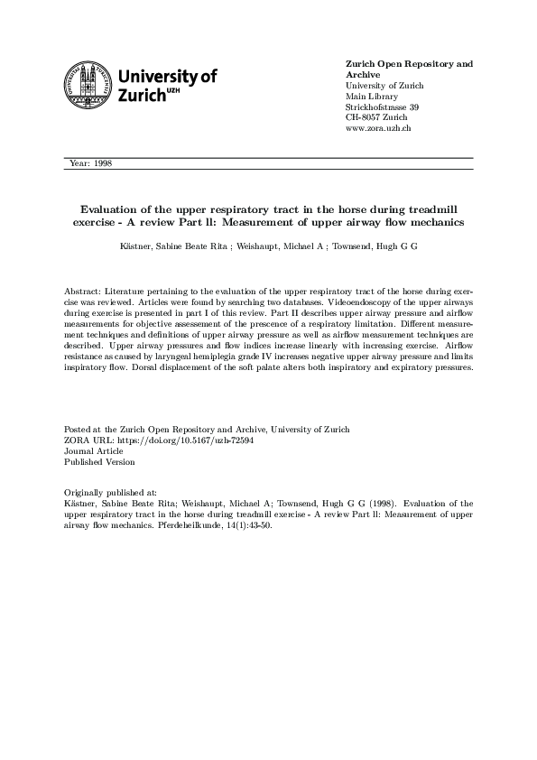 (PDF) Evaluation of the upper respiratory tract in the horse during ...