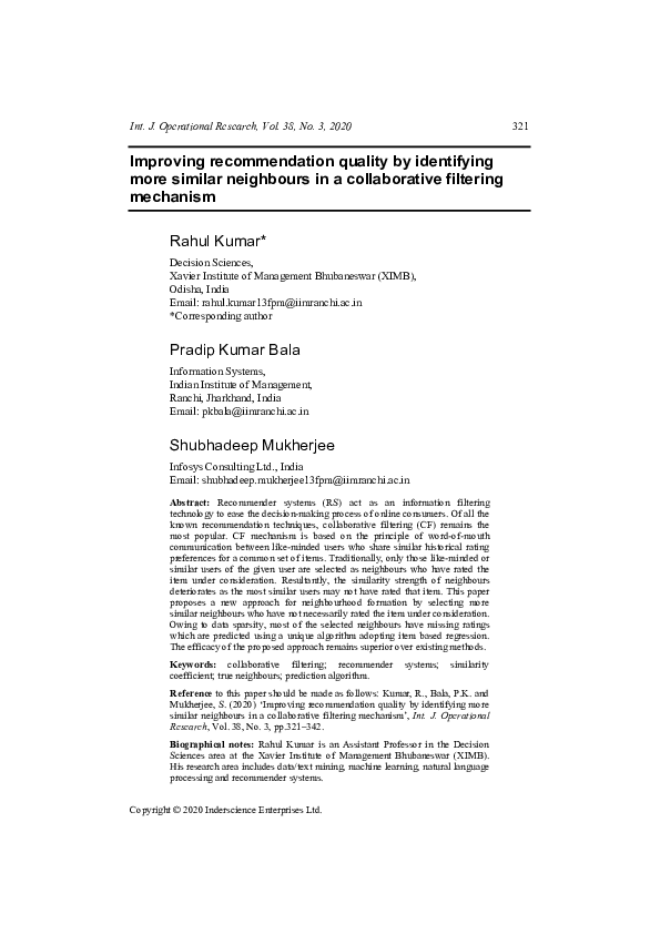 (PDF) Improving recommendation quality by identifying more similar neighbours in a collaborative ...
