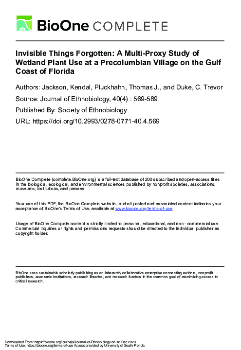 (PDF) Invisible Things Forgotten: A Multi-Proxy Study of Wetland Plant ...