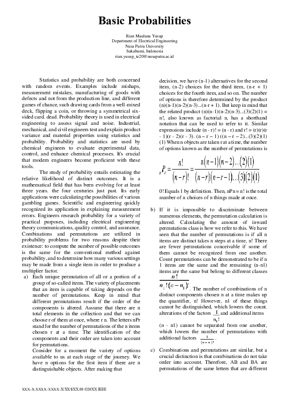 (PDF) Basic Probabilities