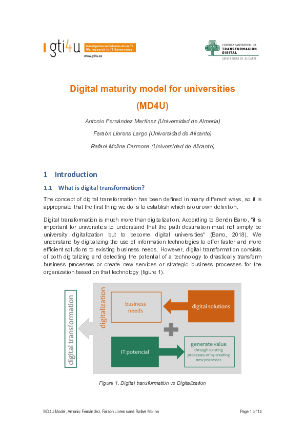 (PDF) Digital maturity model for universities (MD4U)